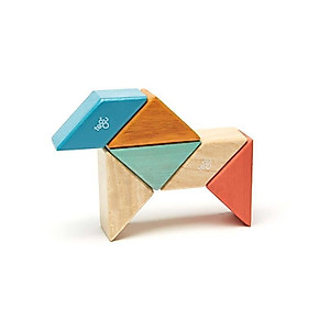 6 Piece Tegu Pocket Pouch Prism Magnetic Wooden Block Set, Sunset