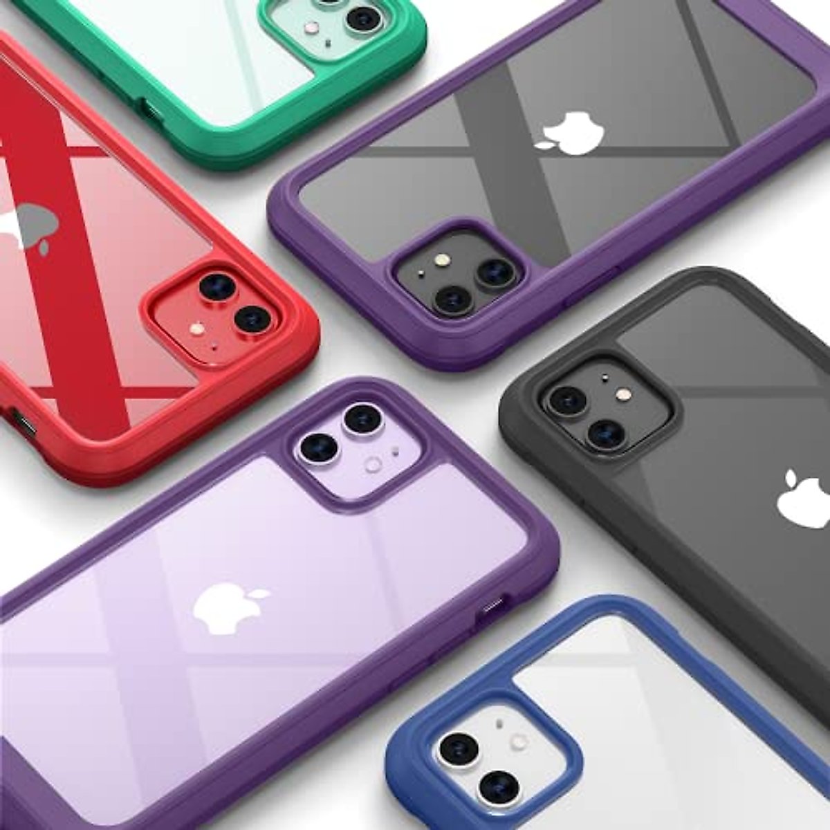 Diaclara Compatible with iPhone 11 Case, Full Body Rugged Case with Built-in Touch Sensitive Anti-Scratch Screen Protector, Soft TPU Bumper Case Clear Compatible with iPhone 11 6.1" (Purple and Clear)