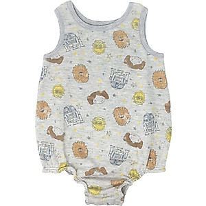 STAR WARS C-3PO Princess Leia Chewbacca R2 D2 Newborn Baby Girls Bodysuit and Romper Grey 0-3 Months