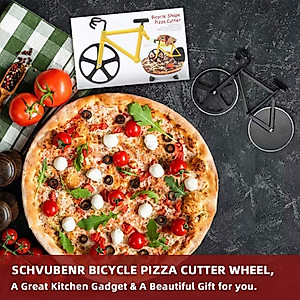 SCHVUBENR Bicycle Pizza Cutter Wheel - Gifts for Cyclists Men - Housewarming Christmas Gift - Bike Pizza Cutter - Funny Kitchen Gadget - Cool Men’s Gift - Stainless Steel Pizza Slicer(Black)