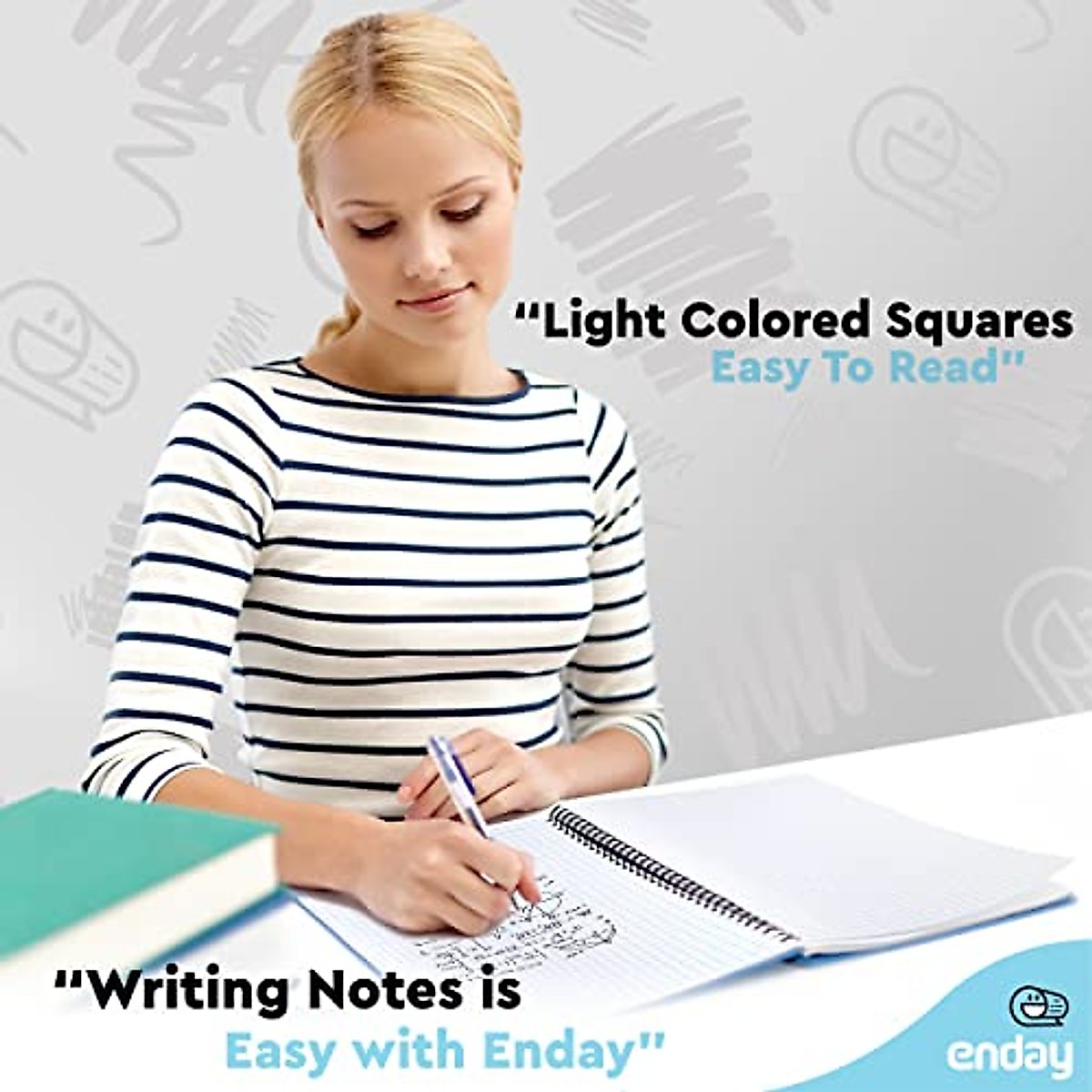Graph Paper Notebook Quad Ruled Spiral Grid Notebook PACK Of 4 White Paper 100 Sheets Assorted Colors Wire Bound Graphing Books - by Emraw