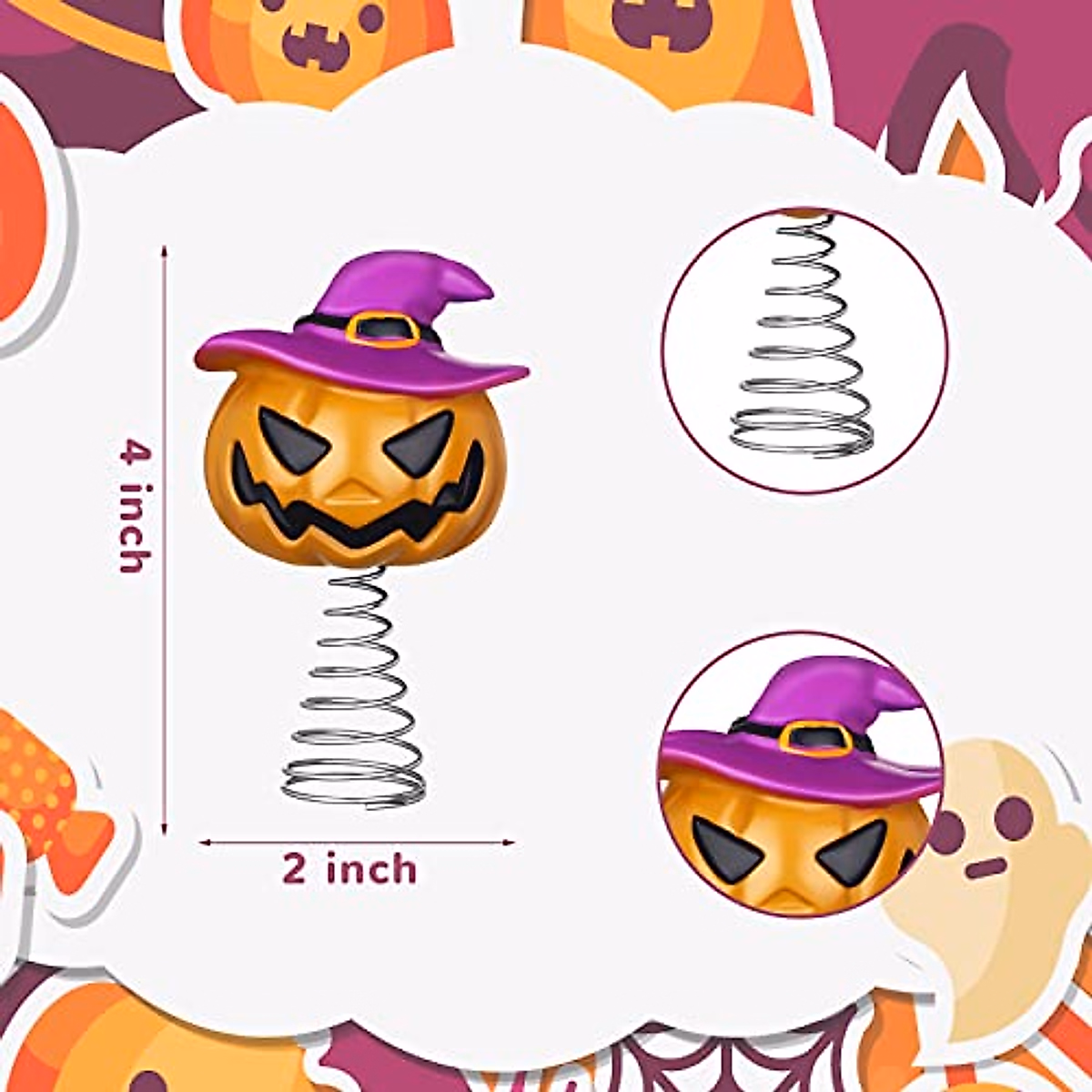 Halloween Pumpkin Skull Ghost Miniature Tree Topper Spooky Halloween Ornaments Pumpkin Halloween Tree Topper 4 Inches Mini Halloween Christmas Tree Ornaments for Halloween Party (Pumpkin)