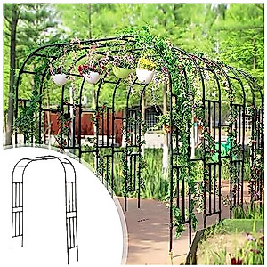 Climbing Plants Archway Metal, Black/White Garden Arch, Rose Arch Trellis Weatherproof, for Indoor, Outdoor, Lawn Vine Support Frame (Color : Black, Size : 210x240cm)
