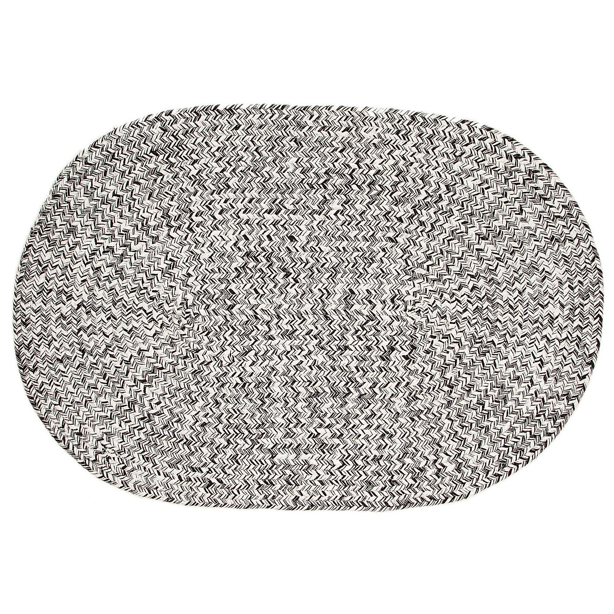 Super Area Rugs Farmhouse Braided Rug Cotton Kitchen Reversible Carpet, Black & White, 4' X 6' Oval