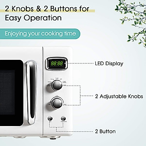 ARLIME Retro Microwave, 900W/0.9Cu.Ft, Small Countertop Microwave w/Defrost & Auto Cooking, LED Display, Pull Handle, Easy Clean Stainless Steel Interior, Child Lock, ETL Certification, Microwave Oven