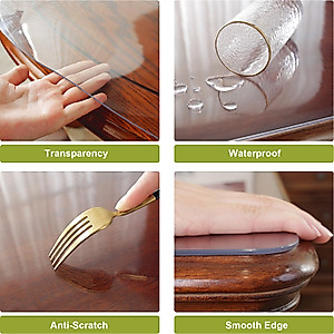 OstepDecor Round Clear Table Protector 48 Inch Thick Clear Table Cover Protector Round, Plastic Waterproof PVC Tablecloth, Vinyl Circle Table Top Protector for Dining Room Table, Coffee Table