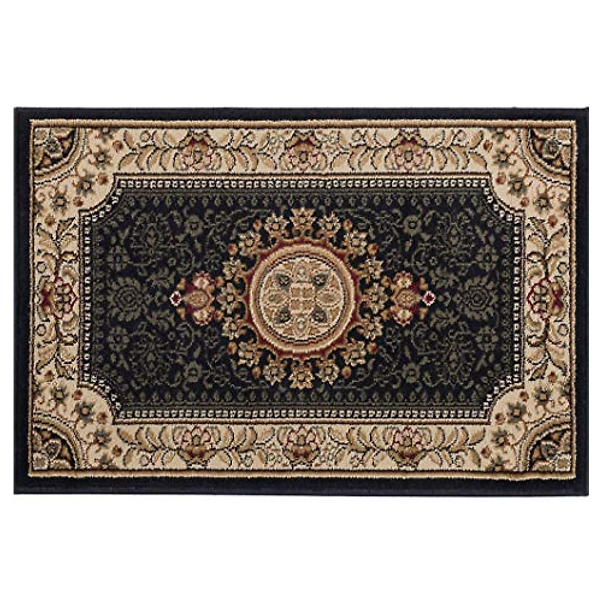 Jayden Traditional Oriental Black Scatter Mat Rug, 2' x 3'