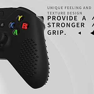 eXtremeRate Soft Anti-Slip Silicone Controller Cover Skins Thumb Grips Caps Protective Case for Xbox One X S Controller - Black