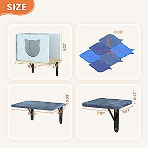 Bodato Cat Wall Shelves Set, Cat Wall Climbing Furniture - 7 Wooden Steps,1 Condo House and 2 Fish Shape Scratcher Included