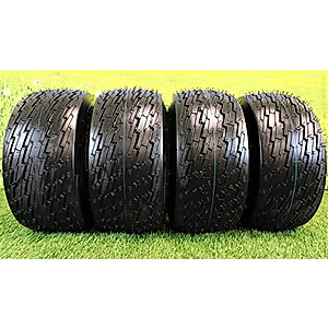 Antego Tire & Wheel 18x8.50-8 Tires on 8x7 Beige/Tan Wheel Assemblies for Golf Carts and Lawn Mowers (Set of 4)