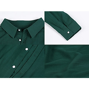 Mens Button Up Shirts Linen Beach Long Sleeve Casual Cotton Summer Lightweight Tops