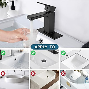 Midanya Matte Black Bathroom Sink Faucet 1 Hole Single Handle Deck Mount Lavatory Mixer Tap Include Pop Up Drain with Overflow One Lever Commercial