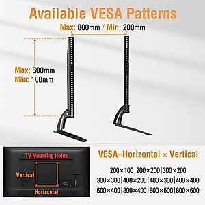 ELIVED Universal Table Top TV Stand for Most 32 to 70 inch LCD LED Plasma Flat Screen TVs, TV Base Height Adjustable Leg Stand Holds up to 88 lbs, VESA up to 800x600mm, YD1024