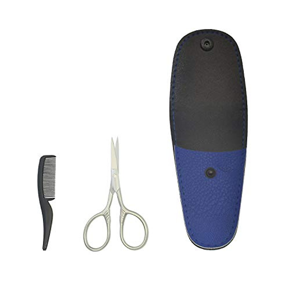 Yutoner Men Beard Scissors Stainless Steel Mustache Trimming Shear Kit Mustache Beard Scissors for Facial Body (Blue)