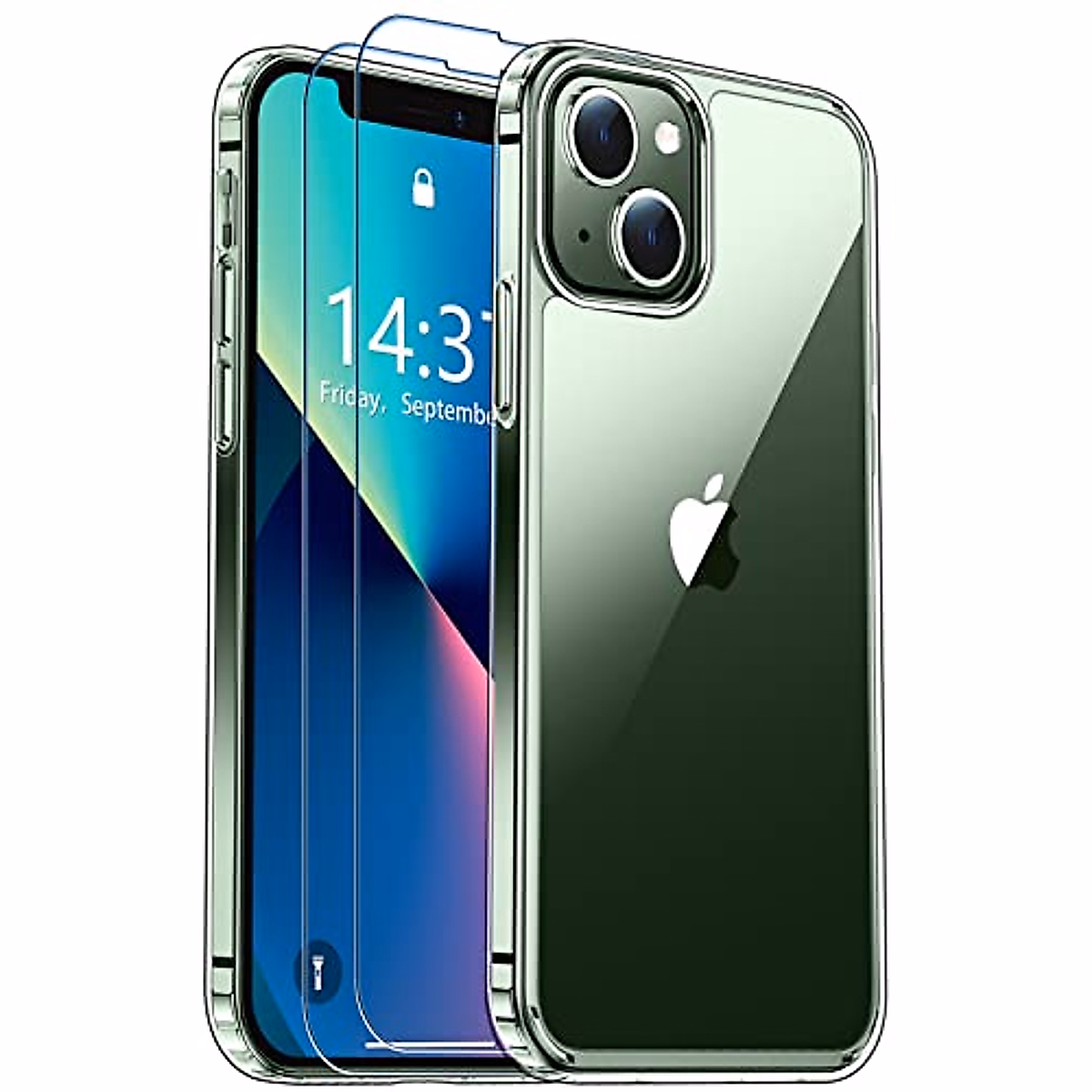 SPIDERCASE for iPhone 13 Mini Case, [10 FT Military Grade Drop Protection] [Crystal Clear] [2+Tempered Glass Screen Protector] [Not Yellowing] Shockproof Slim Thin Case, Clear
