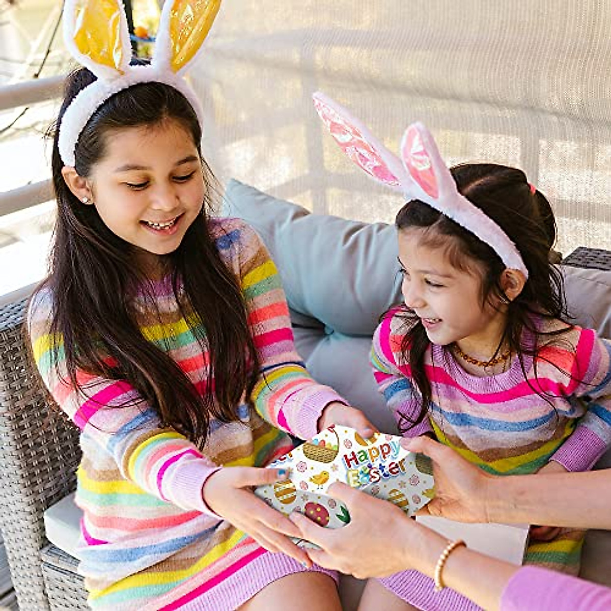 Easter Wrapping Paper,4 Sheets 4 Designs Bunny Eggs Chicken Gift Wrapping Paper,20 x 28 Inch Funny Cute Pattern Gift Wrap With Ribbon For Easter Spring Birthday Holiday Baby Shower Party All Occasion