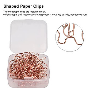 20Pcs Cute Elephant Shaped Paper Clips,Rose Gold Journal Paper Clips Metal Bookmark Clips Office Supplies with Storage Box for Document Organizing