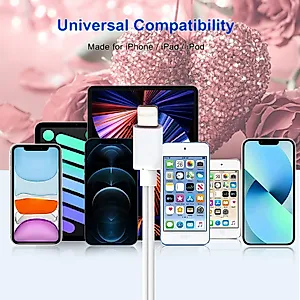 WIND Flamingos Holiday LED Christmas Light Phone Charging Cable, 8 LED Pink 50inch Charger Cord for Phone 14/Pro Max/Pro/Plus,Phone 13/Pro Max/Pro/Mini,12 Pro Max/11 Pro/8/7 Airpods etc