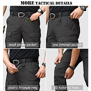 CARWORNIC Men's Ripstop Tactical Pants Waterproof Lightweight Work Pants EDC Army Uniform Combat Military Pants Multi Pocket Relaxed Fit Cargo Pants Casual Outdoor Hiking Trousers Black