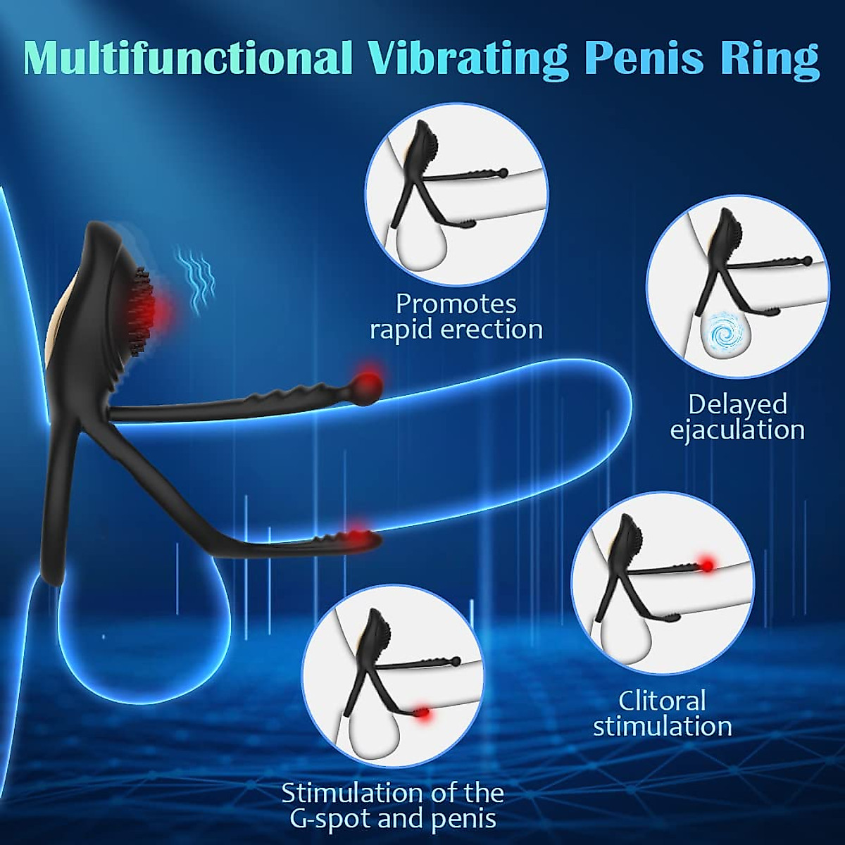 Vibrating Penis Ring for Couples Sex Toys Vibrator,Male Erection Enhancing and G Spot Clitoral Vibrator,Vibrating Cock Ring with 10 Vibration Modes,Couples Gifts Adult Sex Games Pleasure