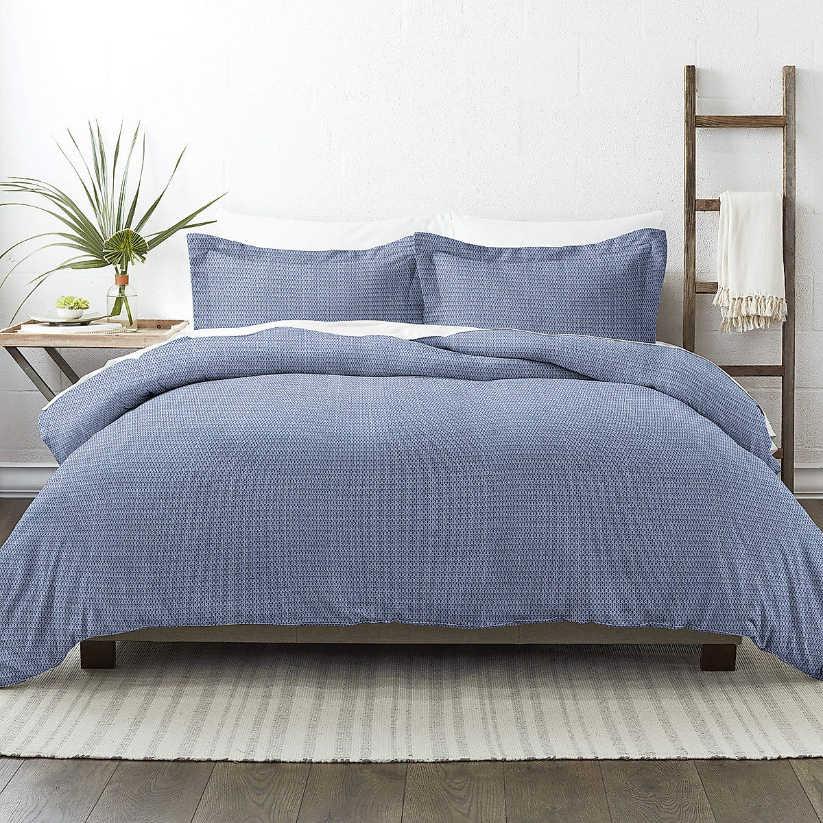 Linen Market iEnjoy Home Hotel Collection Premium Ultra Soft Blue Diamond Pattern 3 Piece Duvet Cover Set, Navy, Queen/Full