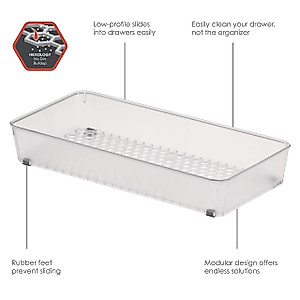 Spectrum Diversified Hexa 6" x 12" x 2" Buildup-Resistant Kitchen & Bathroom, Easy-to-Clean Kitchen Utensil Drawers, Desk Organizer Tray, 6 x 12, Clear Frost