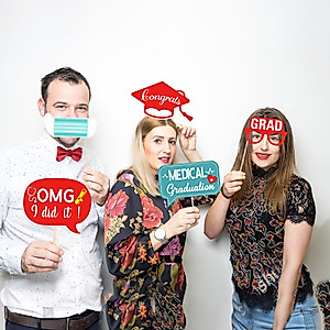 Maicaiffe Medical Graduation Party Photo Booth Props - 30 Pcs Congrats Doctor Nurse Selfie Props Favors Supplies - Nursing School Graduation Party Centerpiece Sticks - RN Graduation Party Decorations