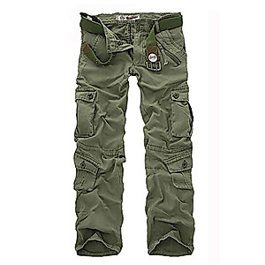 MNXOIA Casual Military Style Camo Cargo Pants Men Many Pockets Camouflage Combat Trousers Cotton Army Tactical Pants Gray 34