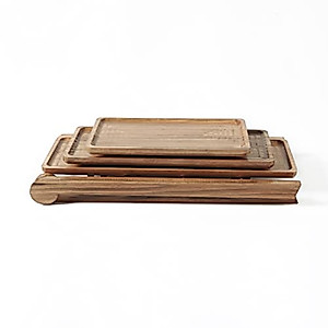 Wooden Tiered Serving Tray Wood 3 Tier Trays Stand Rectangular Cupcake Platters Collapsible Detachable Dessert Cake for Fruit Appetizers Tea Party Entertaining Food Buffet Wedding Farmhouse Decorative