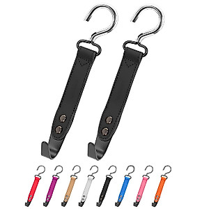 compuda Car Hooks,Car Purse Hook,Car Headrest Hook 2 Pack Leather Headrest Hooks for car accessories,SUS304 Car Bag Hooks(Black)