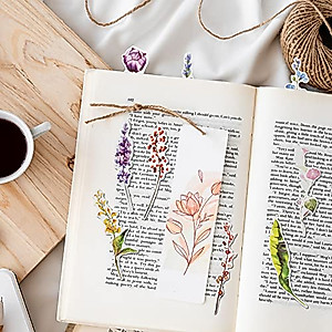 NEWEST 60 Pieces Colorful Flower Bookmarks, Paper Bookmark Card Sets Page Markers for Students Reading, 30 Designs