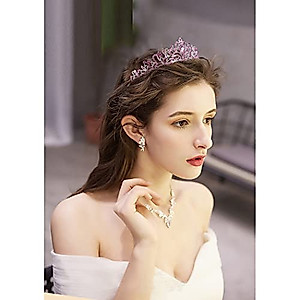 AOPRIE Purple Tiaras and Crowns for Women Girls Princess Crystal Crown with Combs Women's Headbands Bridal Wedding Prom Birthday Party Headbands for Women Pink Silver