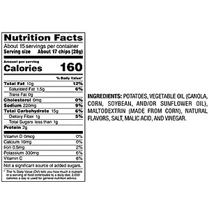 Lay's Potato Chips, Salt & Vinegar, 1 Ounce (Pack of 40)