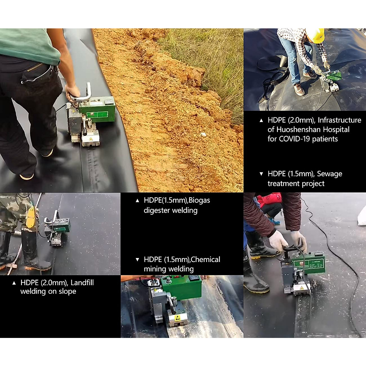 Geomembrane HDPE Welding Machine Hot Wedge Welder 1800W Overlap Welding Tool for 1.0-3.0mm Liner Lesite (120V/1650W)