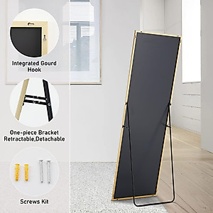 Sweetcrispy Full Length Mirror 64"x21" Full Body Floor Mirror Standing Hanging or Leaning Wall, Large Wall Mirror with Stand Aluminum Alloy Thin Frame for Bedroom Cloakroom, Gold