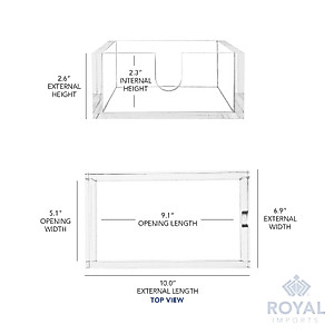 Royal Imports Acrylic Guest Towel Napkin Holder, Clear Fancy Paper Hand Napkin Tray Caddy Storage for Buffet, Kitchen, Dining, Bathroom, Party, 6"x10"x2.5"