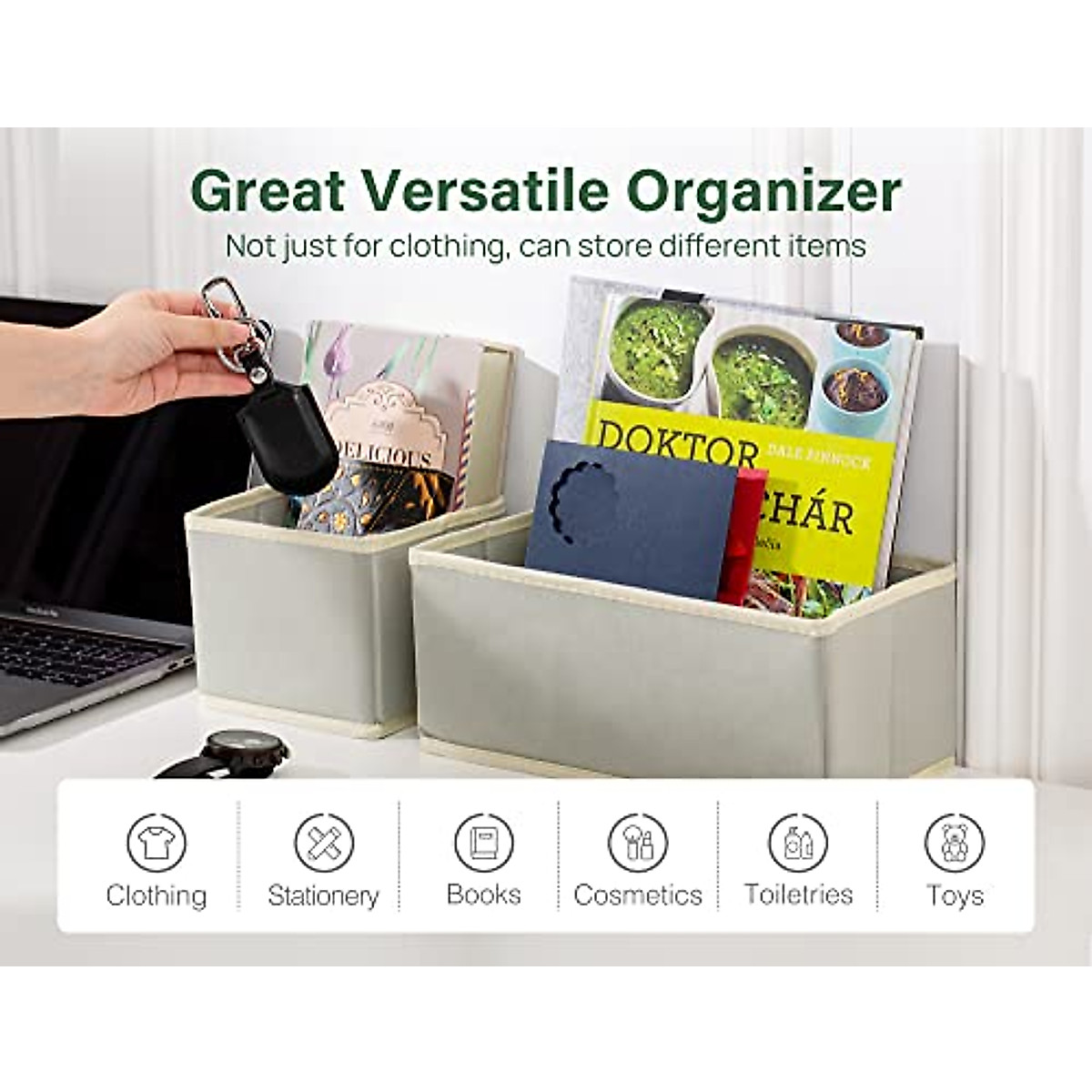 Kootek 16 Pack Drawer Organizers for Clothing, Dresser Drawer Organizer Clothes Fabric Foldable Dividers, Cabinet Closet Organizers and Storage Boxes for Clothes, Underwear, Bras, Lingerie, Socks