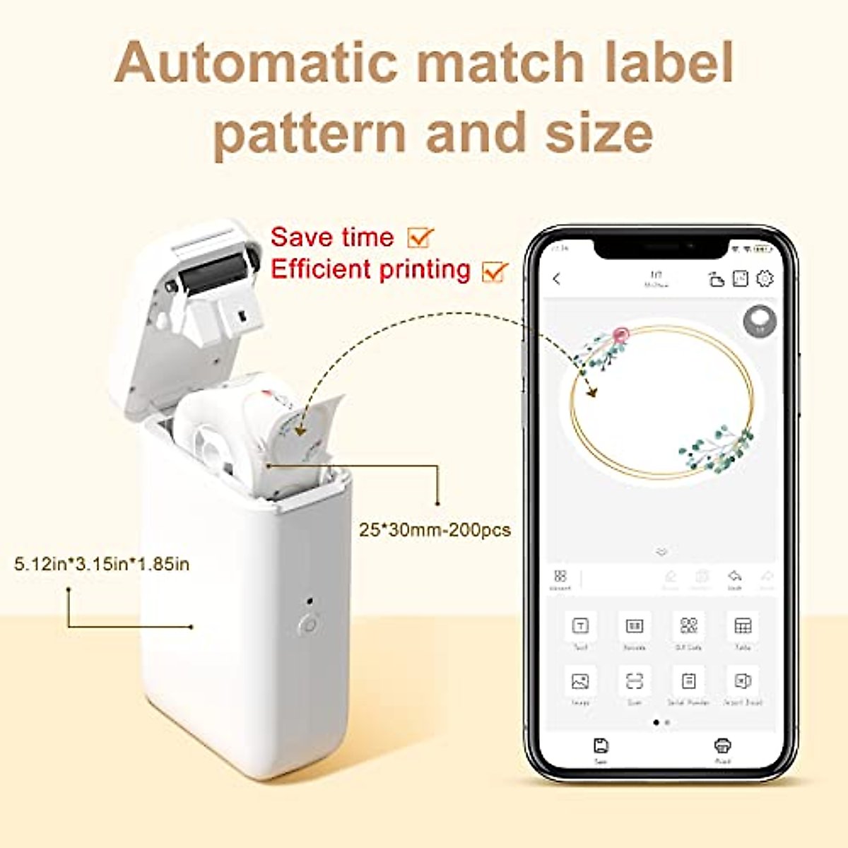Label Maker Machine, D101 Bluetooth Label Maker with Tape, Small Wireless Label Printer, 0.4"-1"(10-25mm) Print Width for Storage, Office, Home, School, Inkless, USB Rechargeable