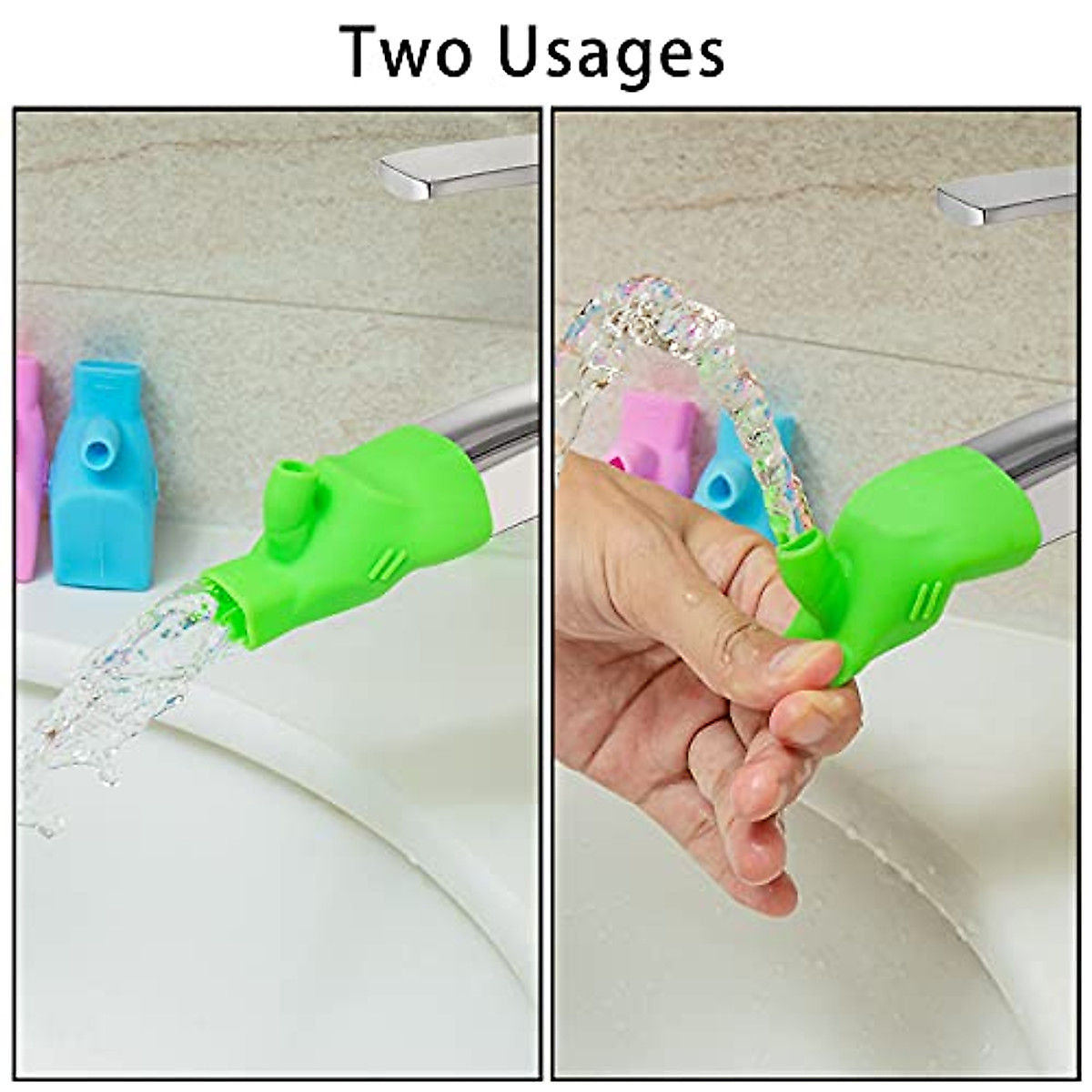 YEAJOIN 6PCS Silicone Faucet Water Tap Extender Spout Hand Washing Water Faucet Sink Extender for Kids Baby Children Toddler