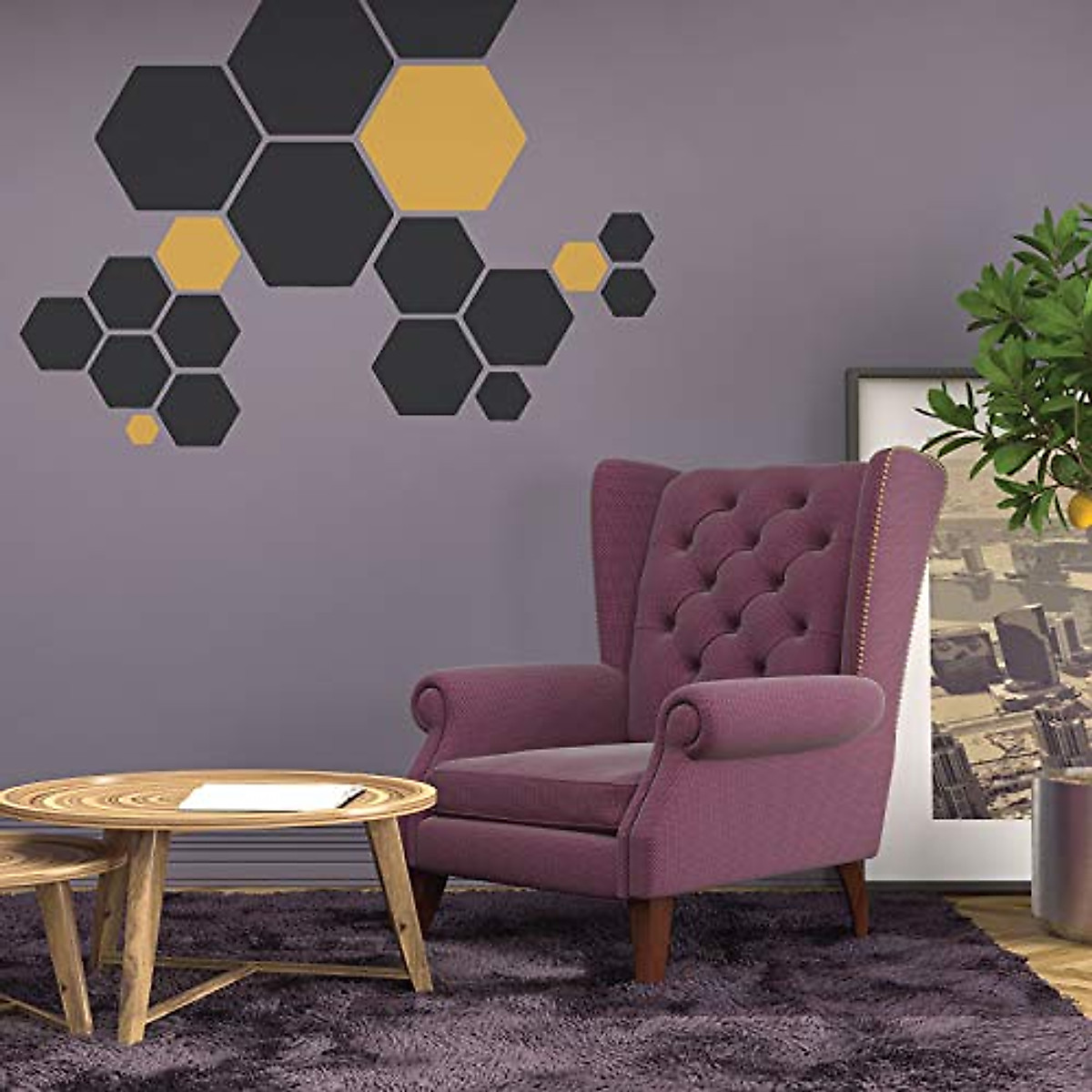NAKLEO 5 pcs Reusable Plastic Stencils - Honey Honeycomb Hexagon - 13.4" to 3.5" - Pattern Children Kids Painting Template Room Decor - Craft DIY Wall Furniture