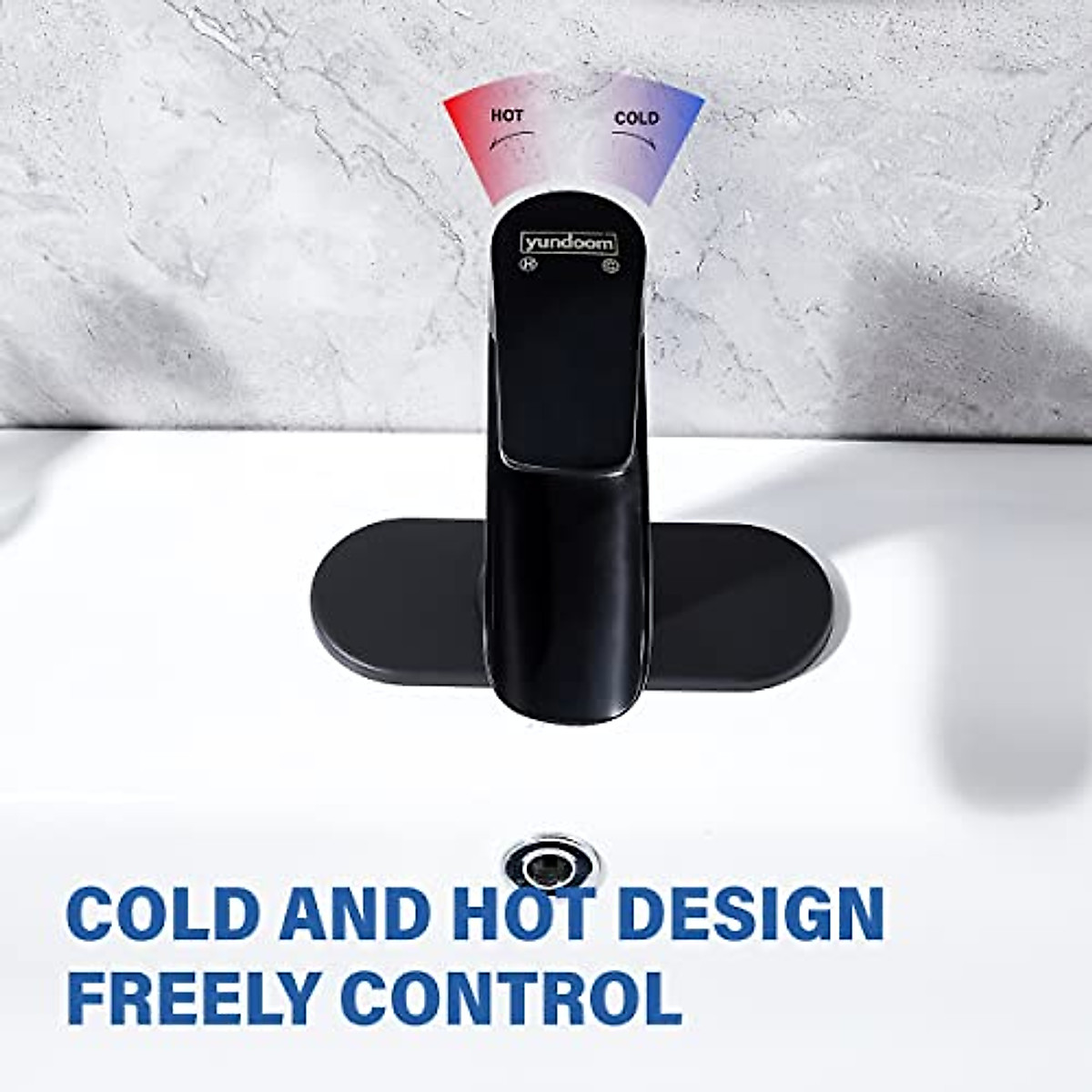 Waterfall Bathroom Faucet Black YUNDOOM Matte Black Bathroom Faucet with Pop Up Drain Single Handle One Hole or Three Holes Vanity Faucet Farmhouse RV Bathroom Vessel Basin Faucet Deck Mount