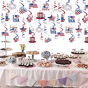 DmHirmg Fourth of July Decorations Hanging Swirl,4th of July Swirl Decorations,Shiny Patriotic Party Decor Supplies,30 Pcs Independence Day Hanging Spiral Decor for Patriotic Party Decor
