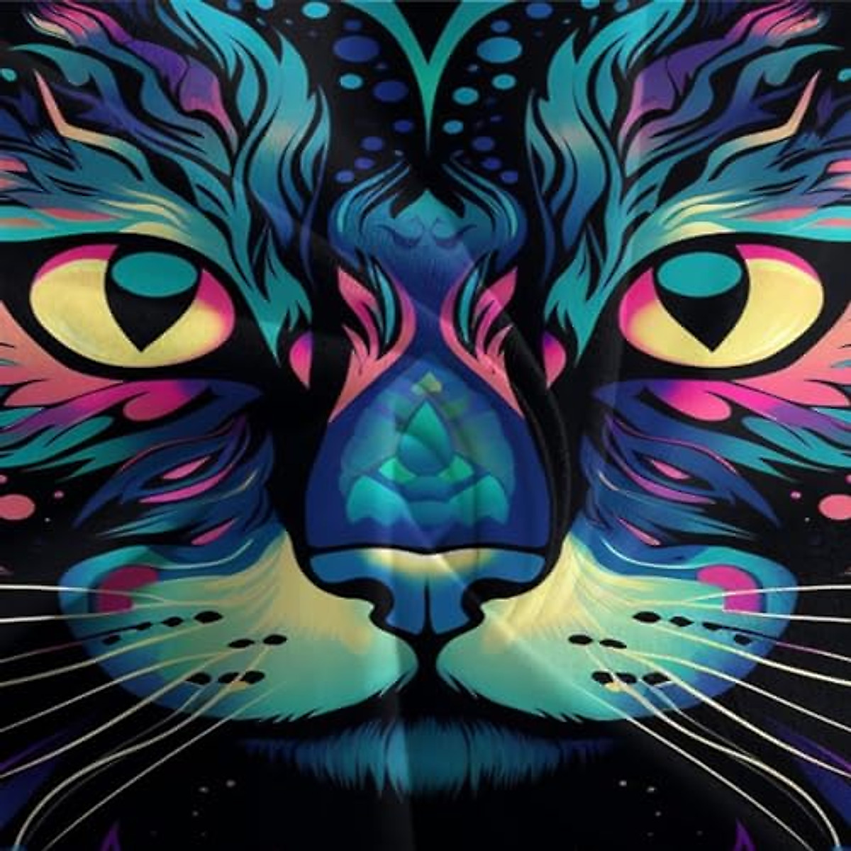 MEFESE Colorful Line Cat Theme 3D Bedding Duvet Cover Set Neon Cool Style 3 Piece (1 Duvet Cover+2 Pillowcase) for Teen Boys Girls Sports Microfiber Bedding Quilt Twin（173x218cm）