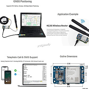 LTE Cat-4 4G / 3G / 2G GNSS Positioning Global Band HAT for Raspberry Pi Based on SIM7600G-H Wireless Communication Telephone Call SMS for Pi Zero/Zero W/PC @XYGStudy (SIM7600G-H 4G HAT (B))