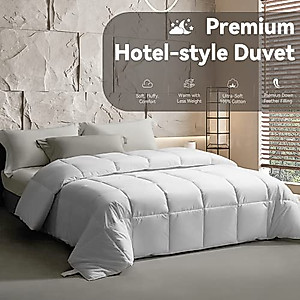 Deodar Feather Down Comforter King Size, Bedding Comforters King Size for Sleeping,Duvet Insert Soft Fluffy Cozy Down Comforters(104"x 88")
