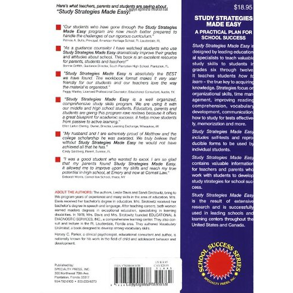 Study Strategies Made Easy: A Practical Plan for School Success (School Success Series)