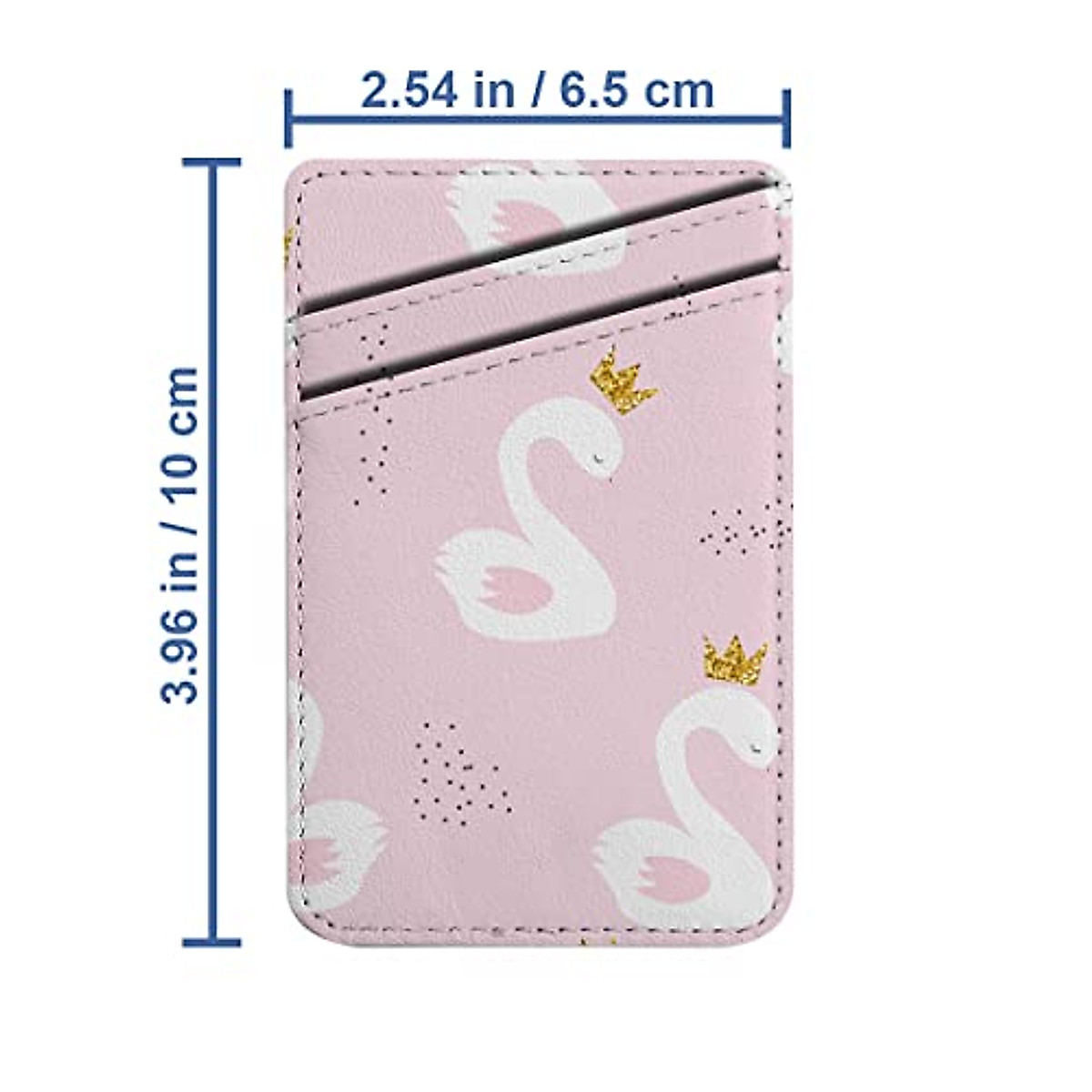 Diascia Pack of 2 - Cellphone Stick on Leather Cardholder ( Swan Princess Golden Glitter Crown Pattern Pattern ) ID Credit Card Pouch Wallet Pocket Sleeve