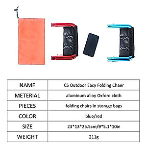 TRENTSNOOK Exquisite Camping Stool Outdoor Folding Chair Simple Folding Stool Portable Camping Fishing Train Stool Stool Camping Chair (Color : RED)