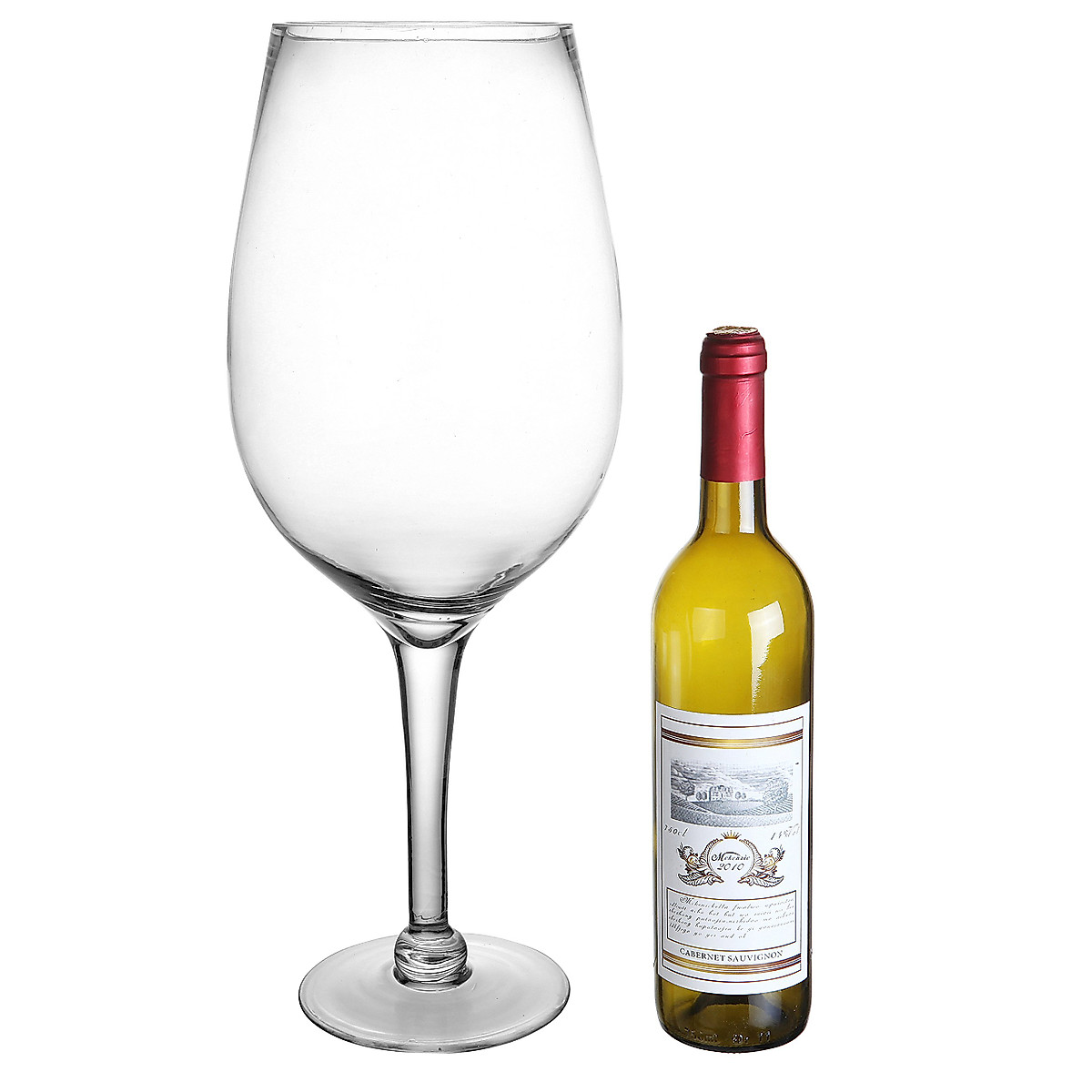 MyGift 20-Inch Giant Clear Decorative Hand Blown Wine Glass Novelty Stemware/Champagne Magnum Chiller