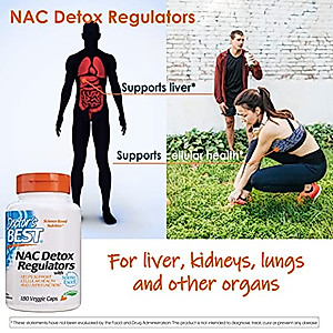 Doctor's Best Nac Detox Regulators with seleno excell, Non-GMO, Vegetarian, Gluten&Soy Free, 180 Veggie Caps, 180Count
